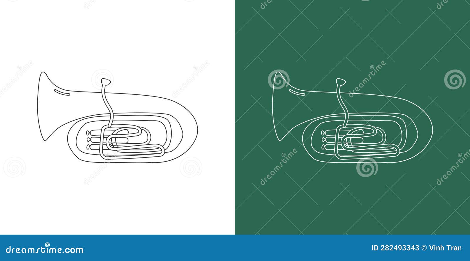 Tuba Line Drawing Cartoon Style. Brass Instrument Tuba Clipart Drawing ...