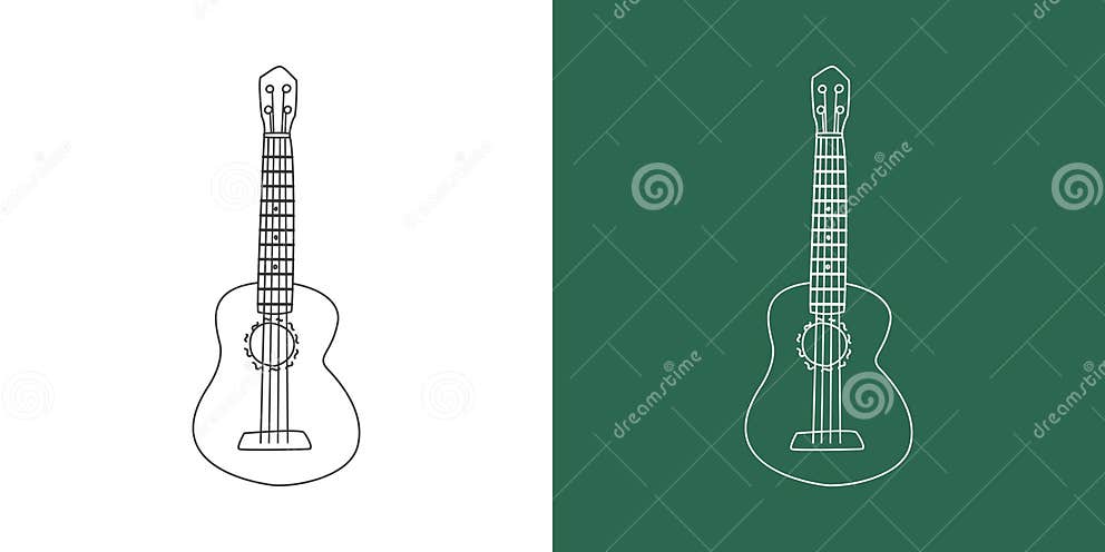 Ukulele Line Drawing Cartoon Style. String Instrument Ukulele Clipart ...