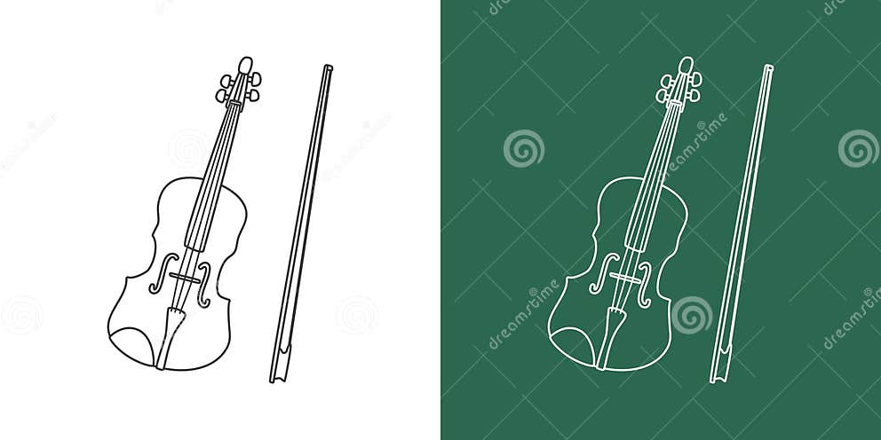 Violin Line Drawing Cartoon Style. String Instrument Violin Clipart ...