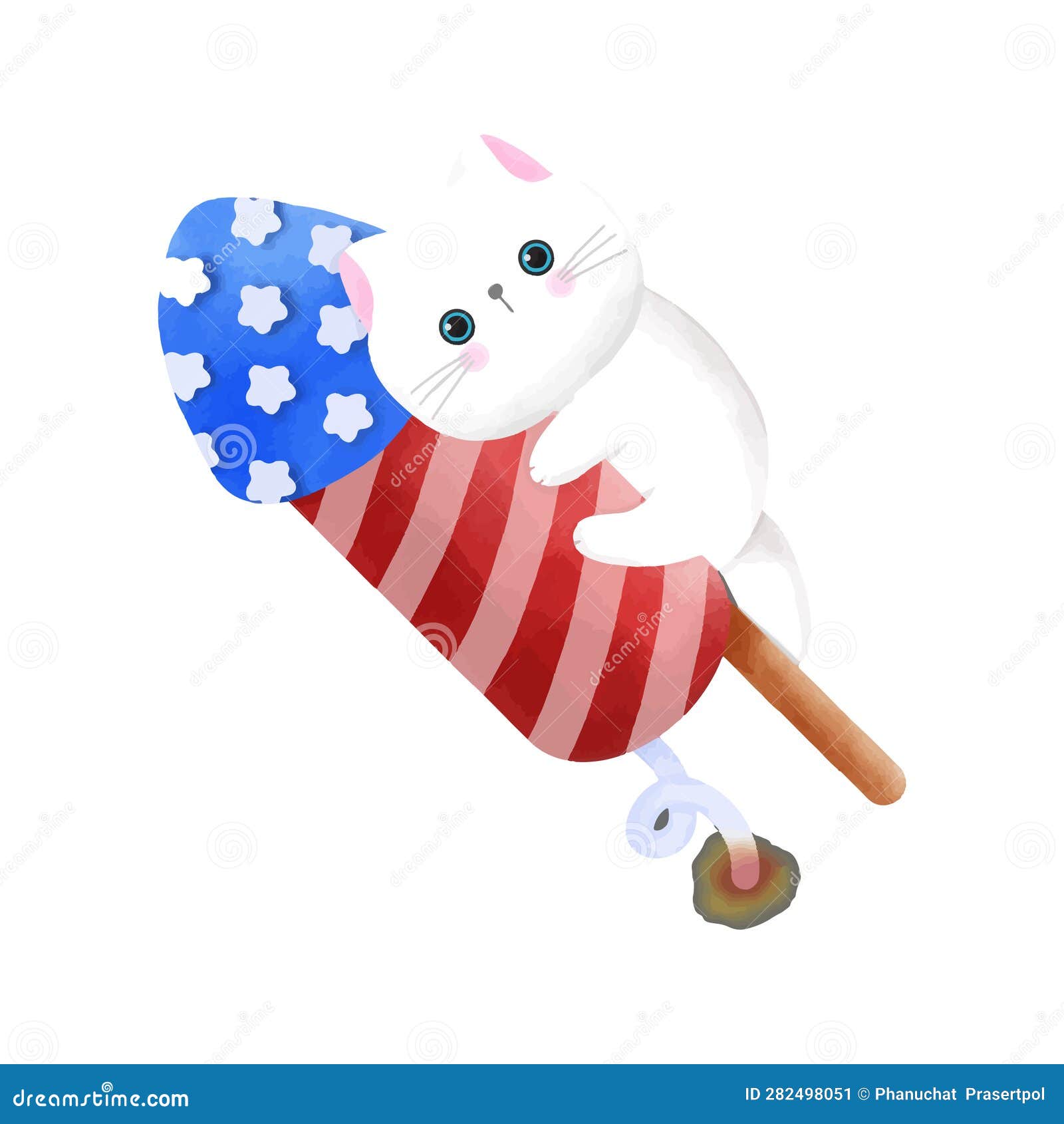 Happy 4th of July Cute Cat Vector Illustration Stock Vector ...