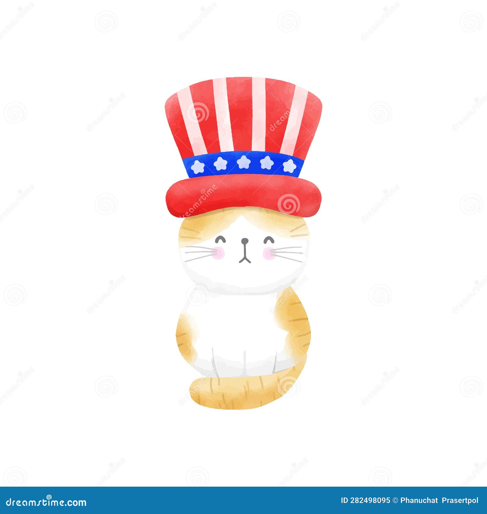 Happy 4th of July Cute Cat Vector Illustration Stock Vector ...