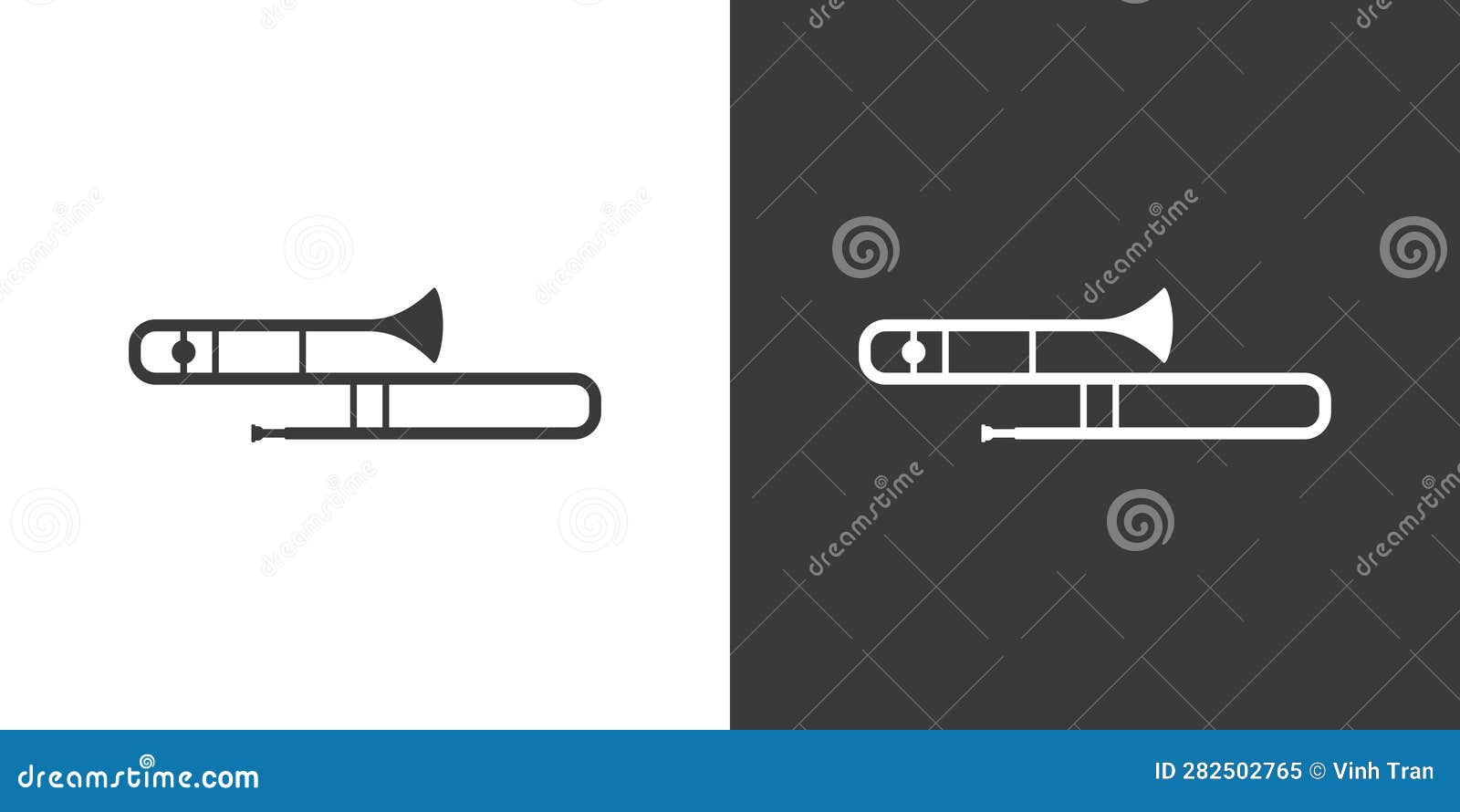 Trombone Flat Web Icon. Tenor Trombone Logo Design. Brass Instrument ...