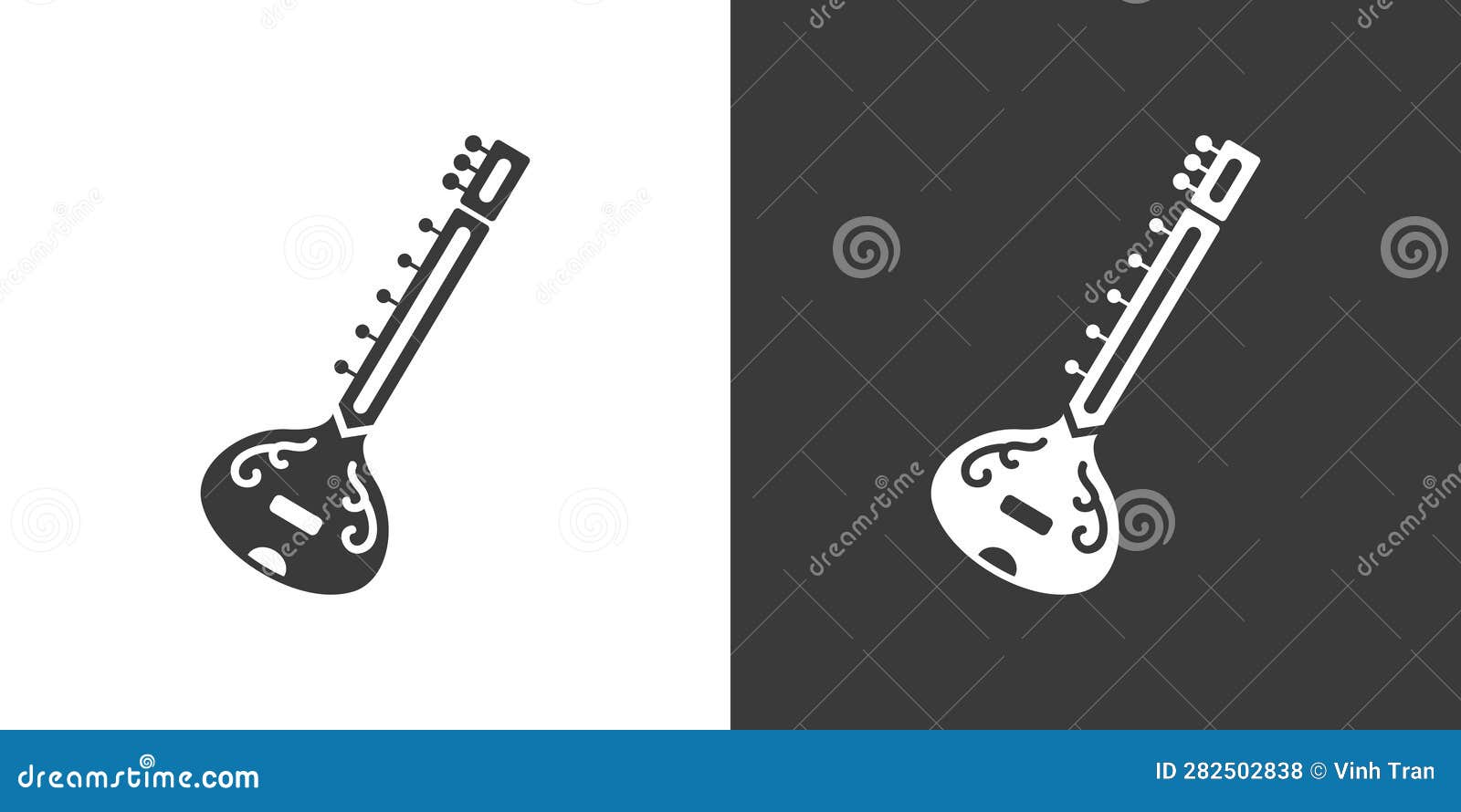 Sitar Flat Web Icon. Traditional Indian Sitar Logo. String Instrument ...