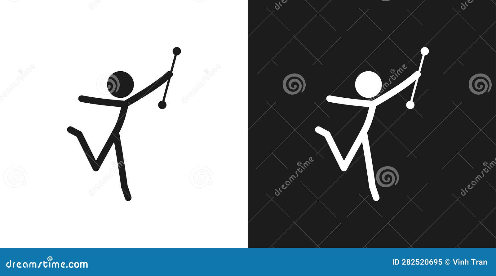 Baton Twirling Icon Pictogram Vector Design. Stick Figure Man Baton ...