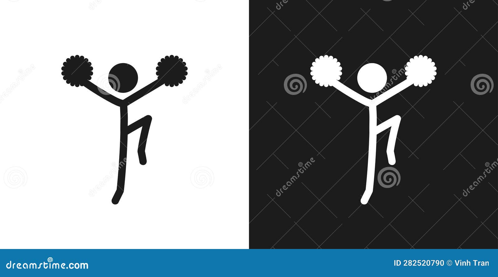 Cheerleading Icon Pictogram Vector Design. Stick Figure Man Cheerleader ...