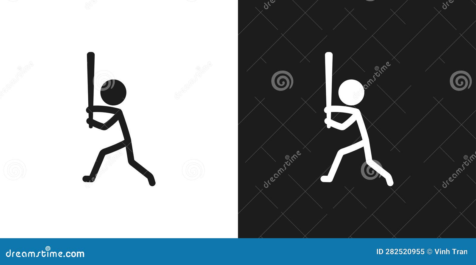 Playing Baseball Icon Pictogram Vector Design. Stick Figure Man ...