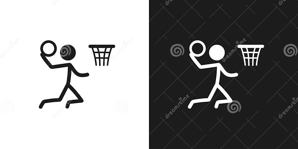 Playing Basketball Icon Pictogram Vector Design. Stick Figure Man ...