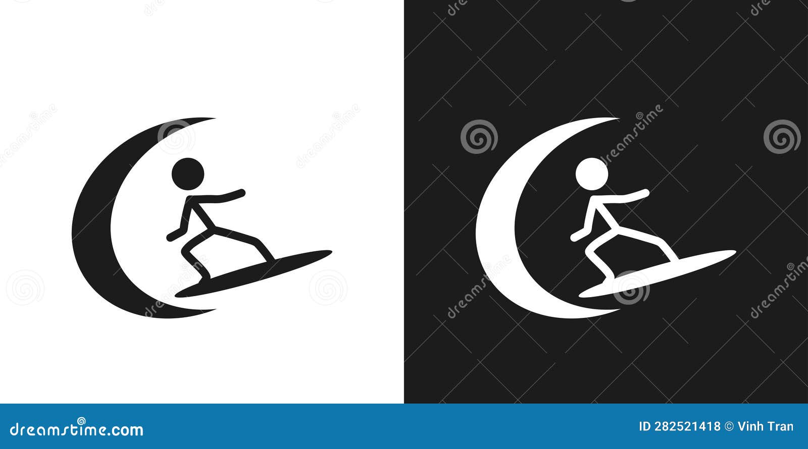 Surfing Icon Pictogram Vector Design. Stick Figure Man Surfer on the ...