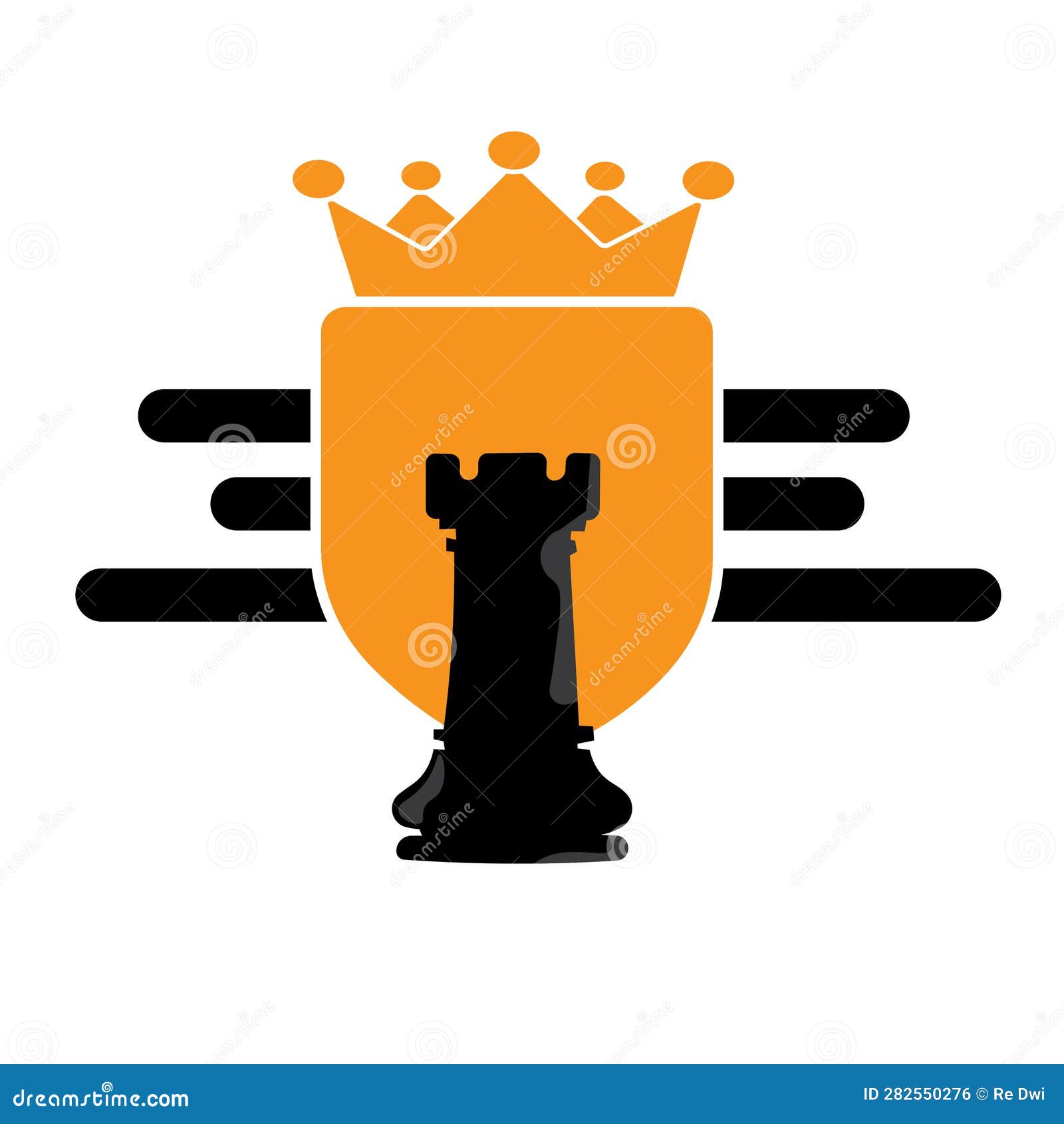 Chess Piece Illustration Vector Design with Shield and Crown Background ...
