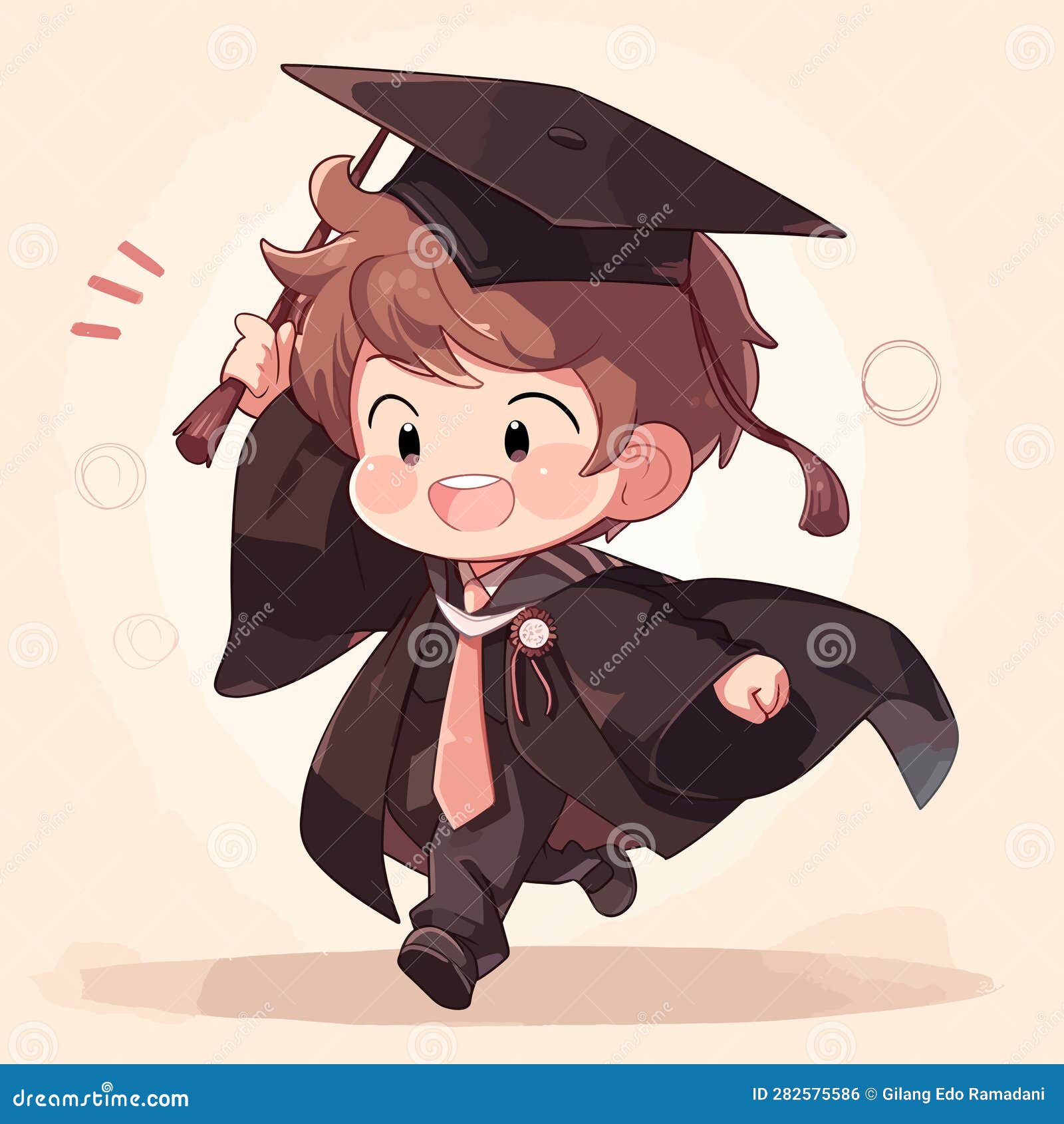 Happy Graduated Female Student in Graduation Vector Art Stock Vector ...