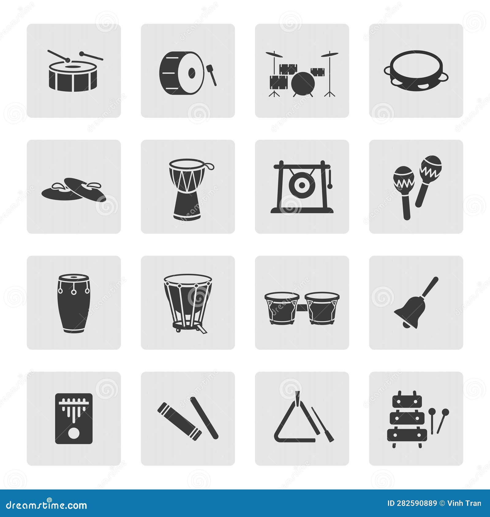 Gong Silhouette, Circular Metal Disc Musical Instrument Cartoon Vector ...