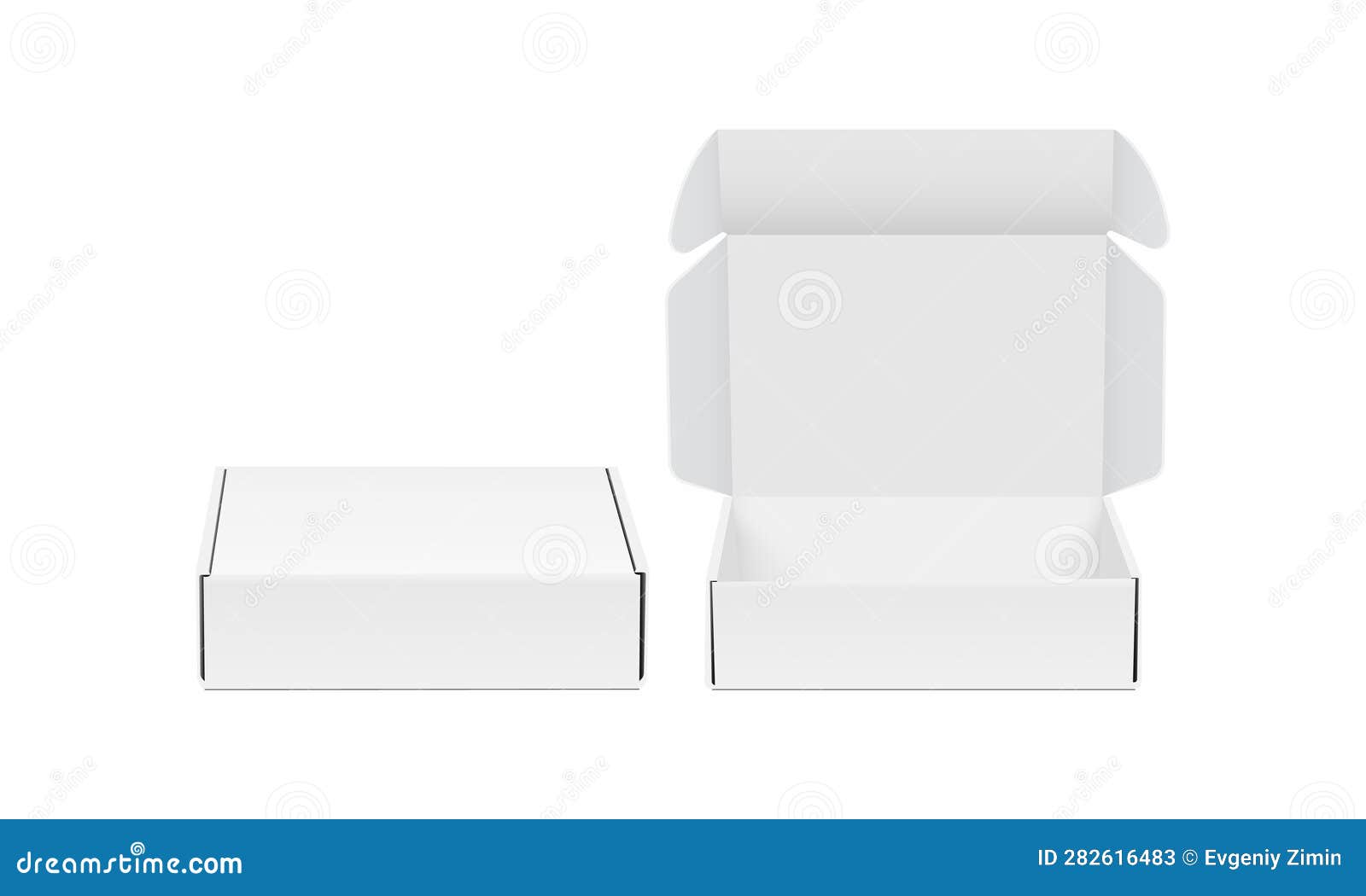 Blank Packaging Boxes, Opened, Closed, Front View Stock Vector ...