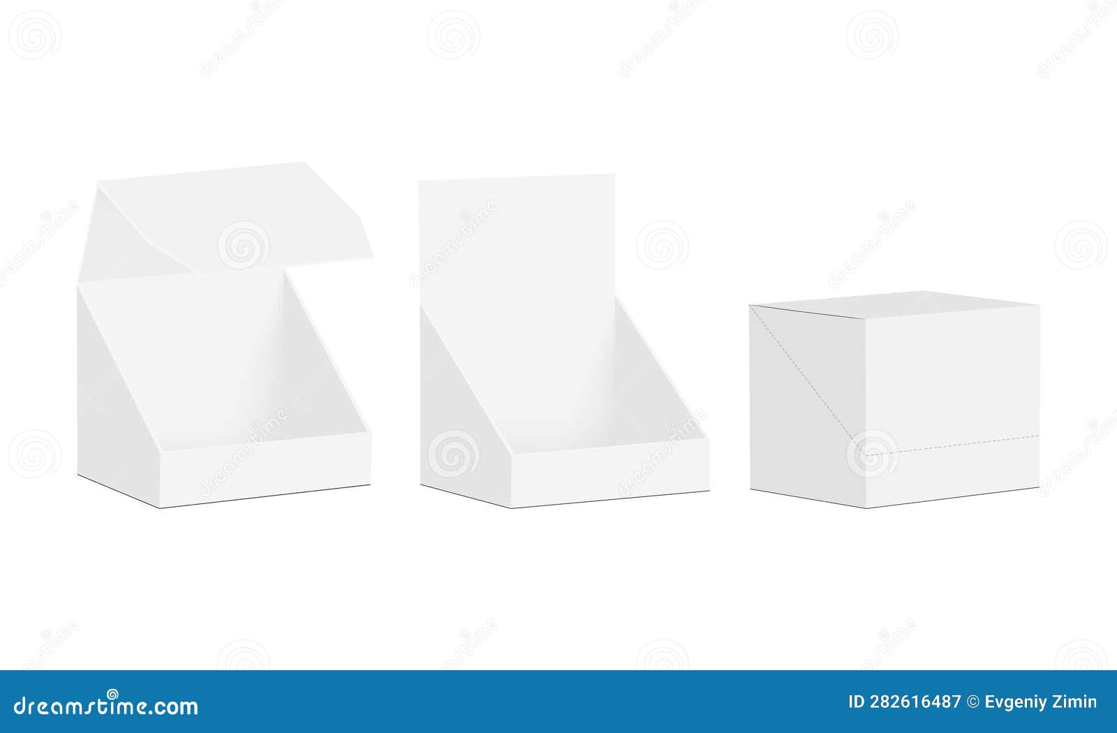 Square Counter Display Box Mockup, Opened and Closed Stock Vector ...