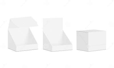 Square Counter Display Box Mockup, Opened and Closed Stock Vector ...