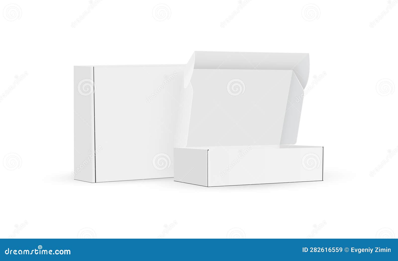 Two Packaging Boxes Mockups, Open and Closed, Side View Stock Vector ...