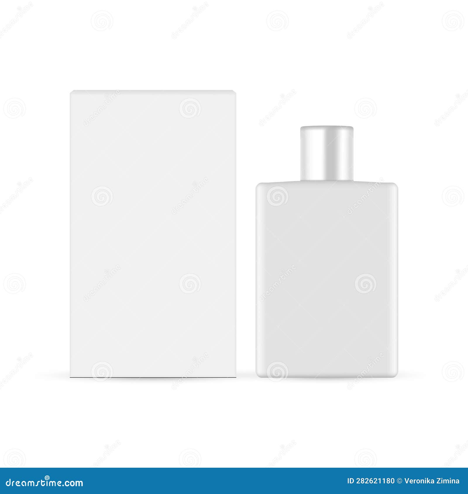 Rectangular Perfume Bottle Mockup with Packaging Box Stock Vector - Illustration of glamor ...