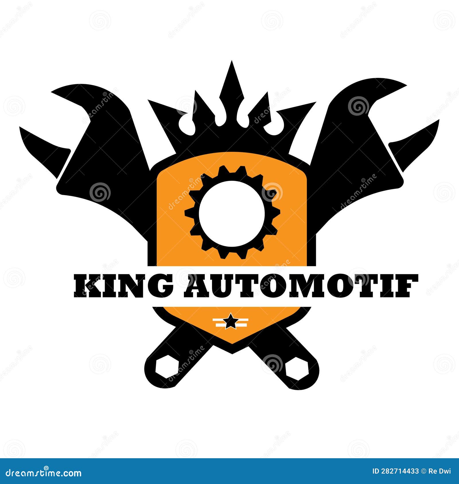 Automotive King Isolated Logo Illustration Vector Design with Gear ...
