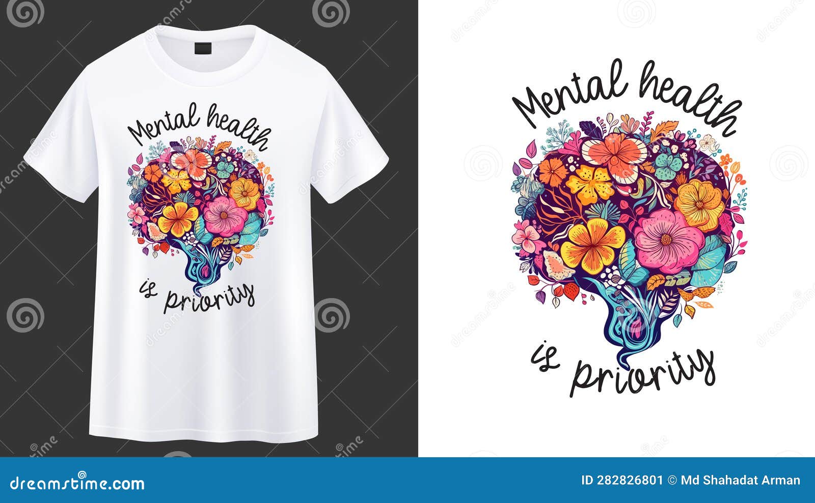 Mental Health T-shirt Design, Floral Mind Mental Health T-shirt Design ...