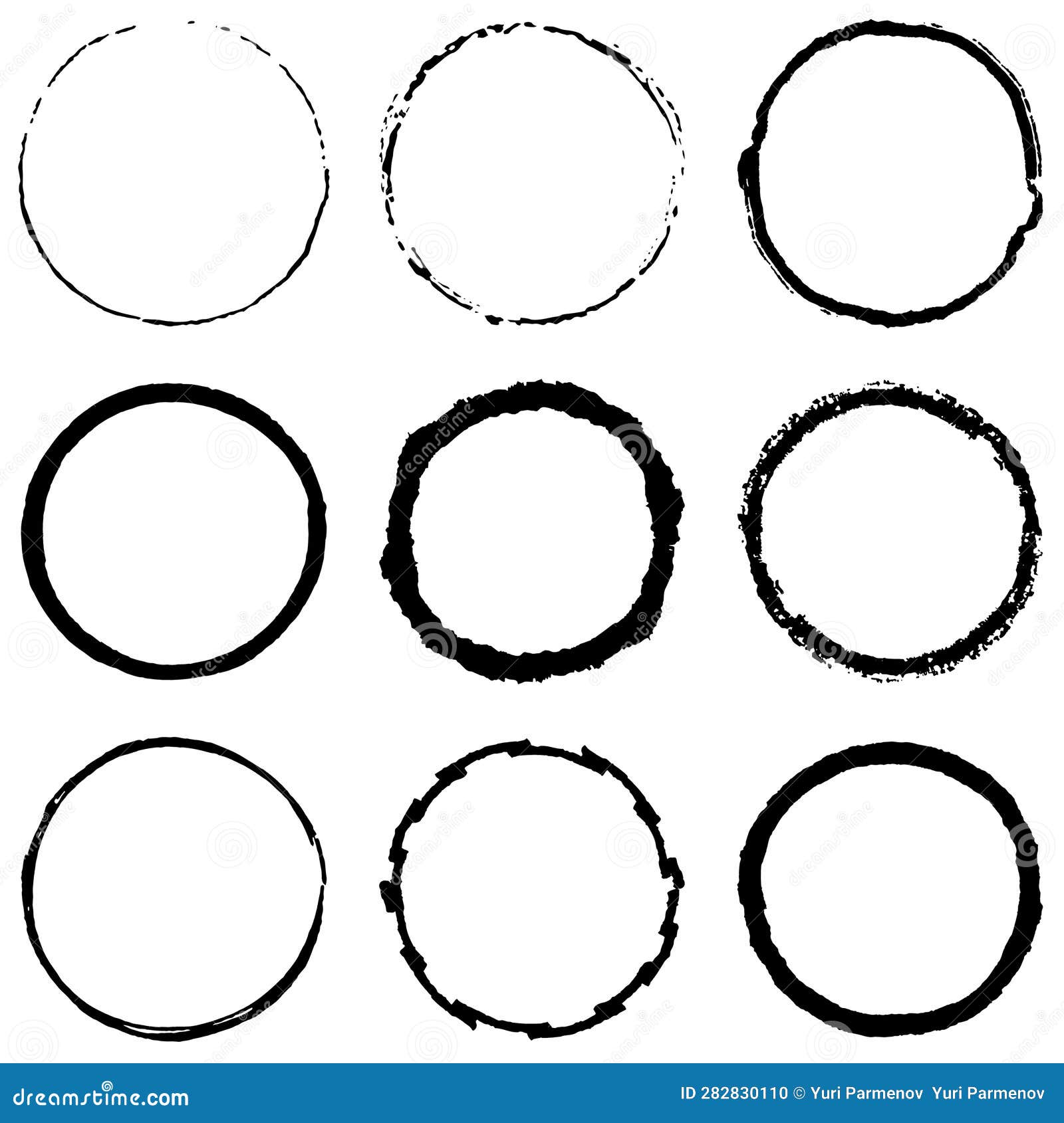 Set of Grunge Circles. Damage Round Grunge Shape Silhouette. Circle ...