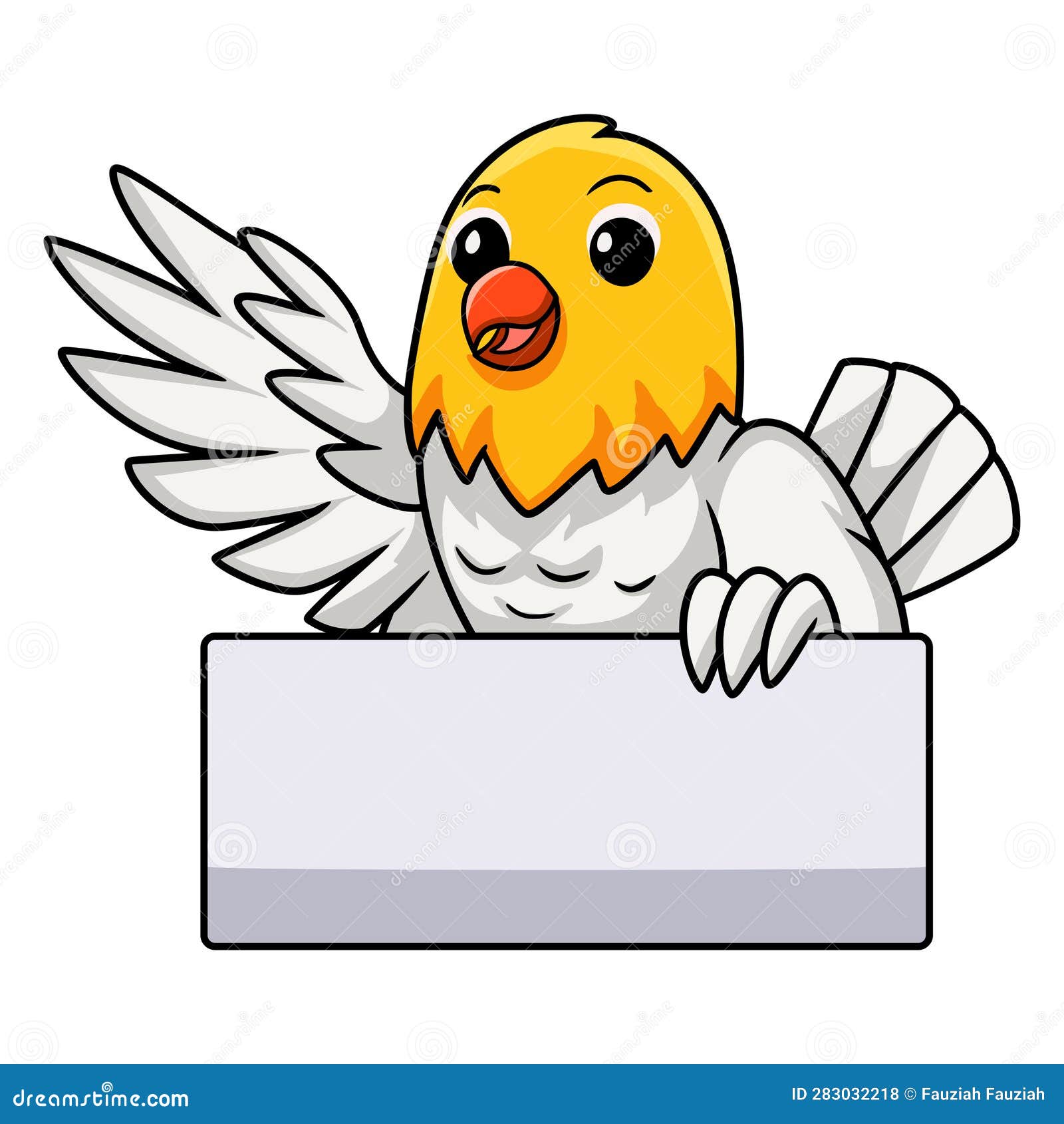 Cute Opaline Pale Fallow Lovebird Cartoon Waving Hand Stock Vector ...