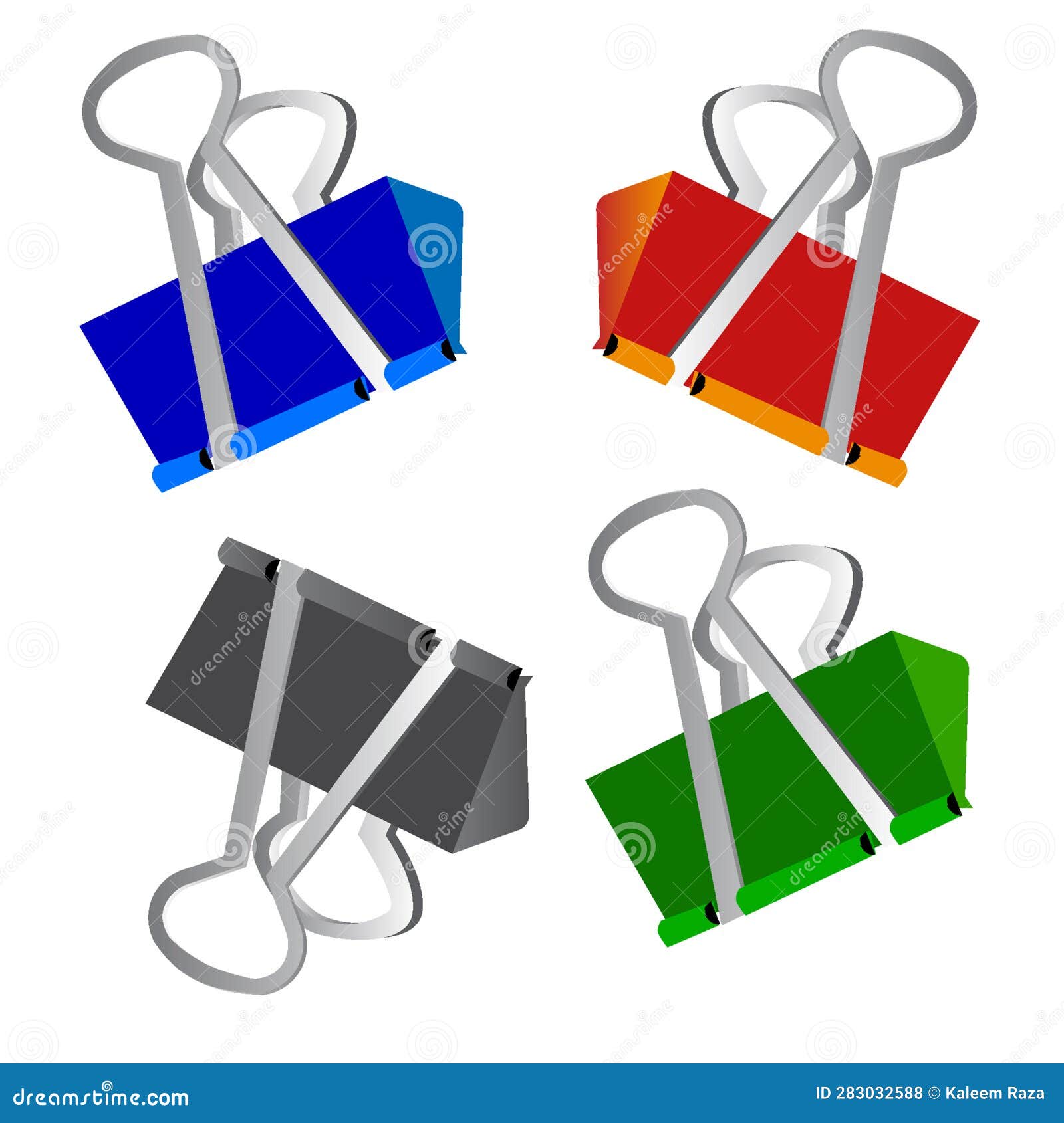 3d Paper Clip Set, Clipper Stationery Item Four Color Shape Stock ...