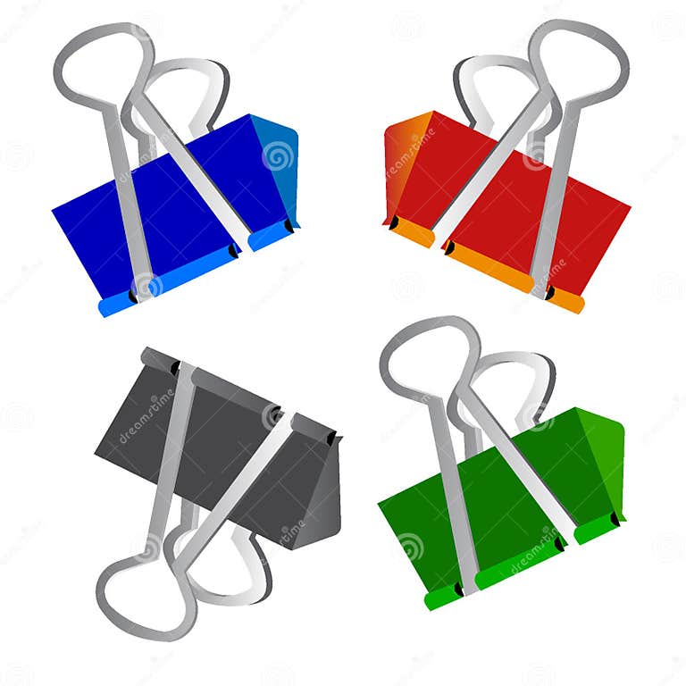 3d Paper Clip Set, Clipper Stationery Item Four Color Shape Stock ...