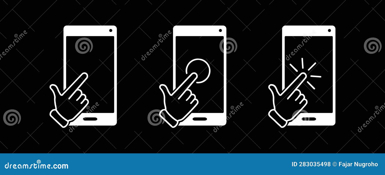 Touch Screen Smartphone Icon Set Stock Illustration - Illustration of ...