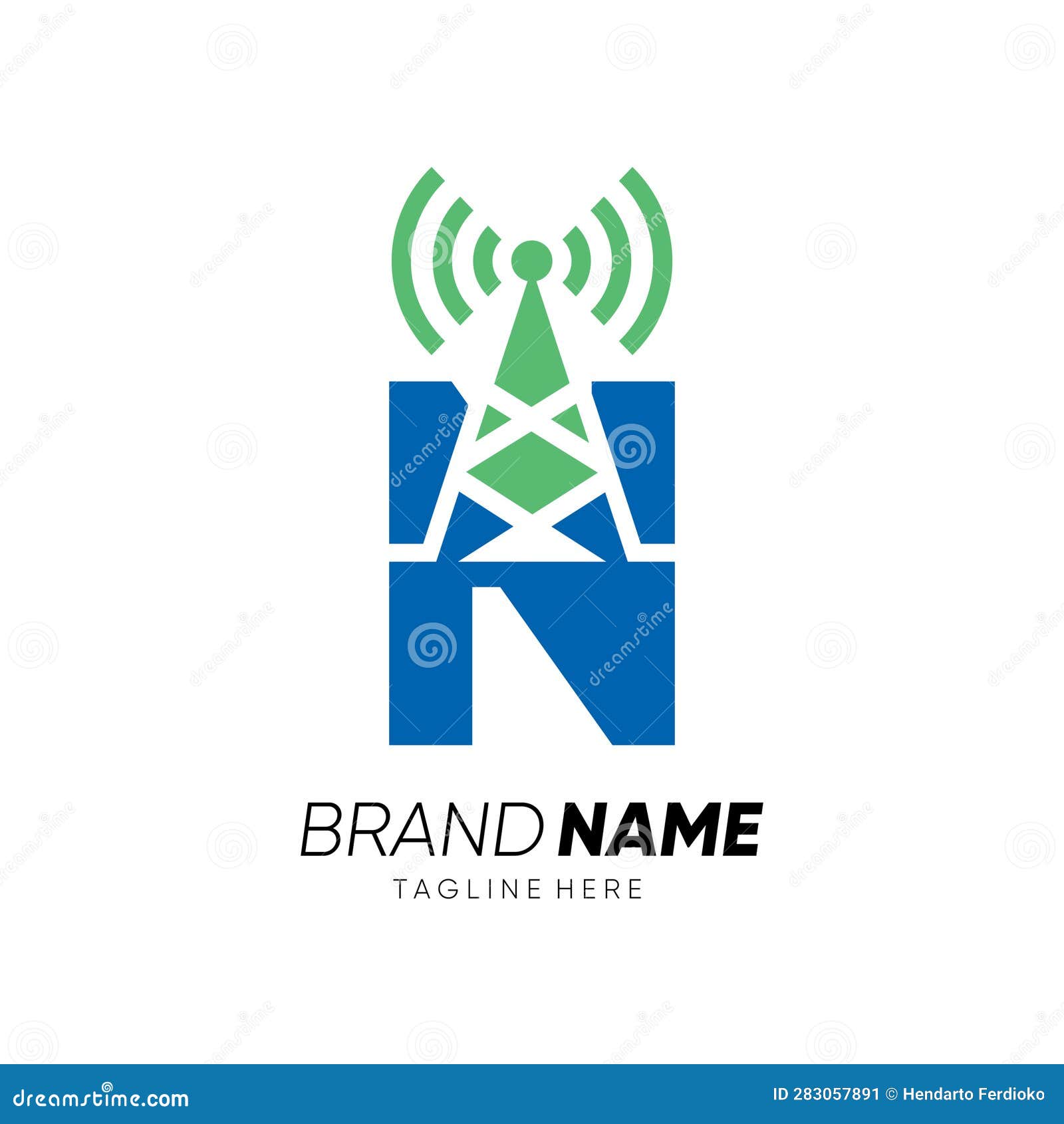 Letter N Tower Signal Logo Design Vector Icon Graphic Emblem ...