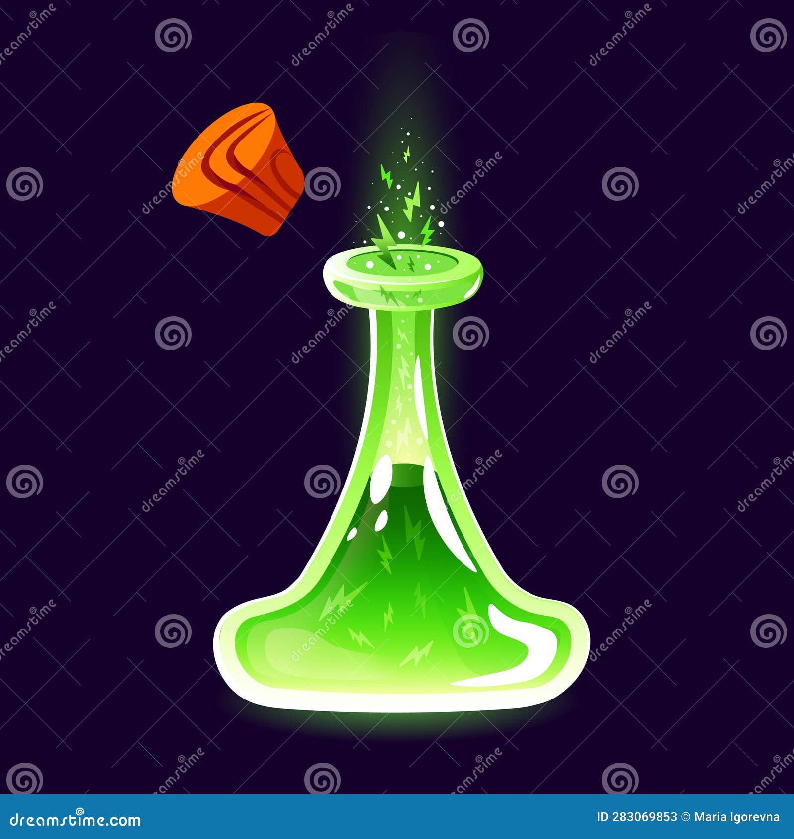 Green Power Elixir or Energy Cure Potion Cartoon Style Vector ...