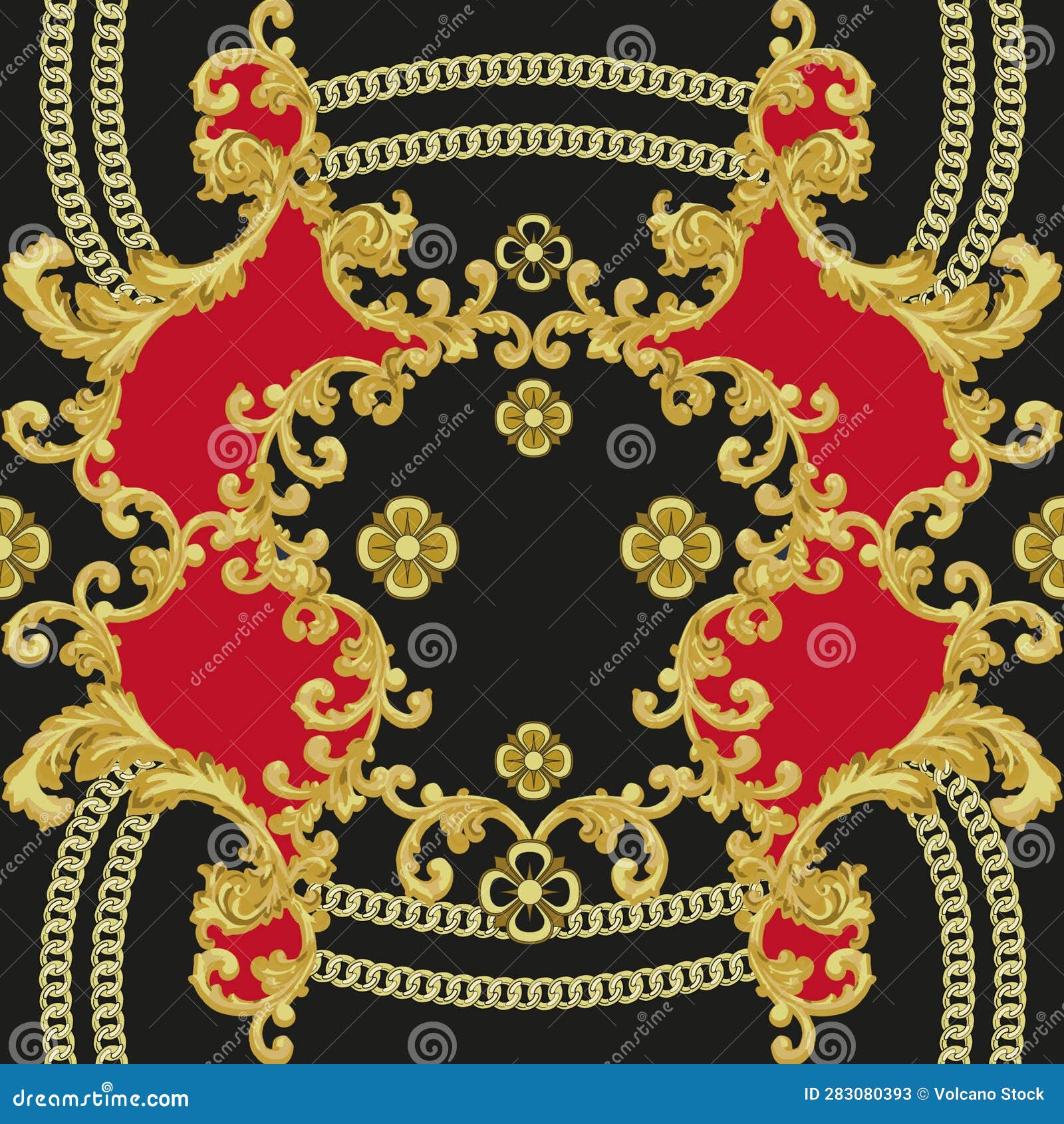 Design of Scarf with Baroque Motif Stock Vector - Illustration of ...