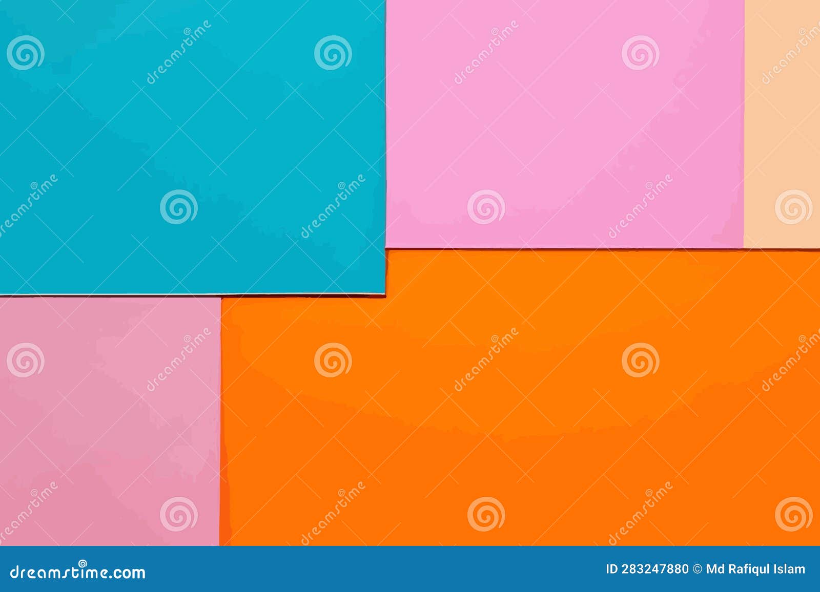Color Blocking Flat Lay with Leaves on Orange, Pale and Bright Pink Stock Vector - Illustration ...