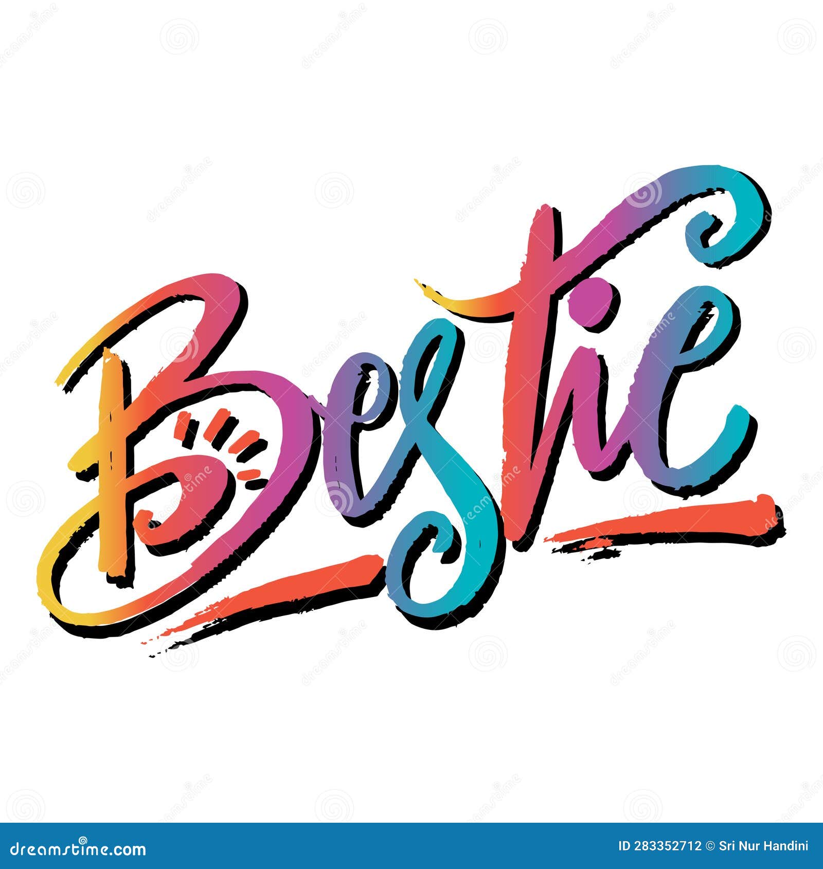 Bestie Text Effect Hand Lettering Typography Stock Photo ...