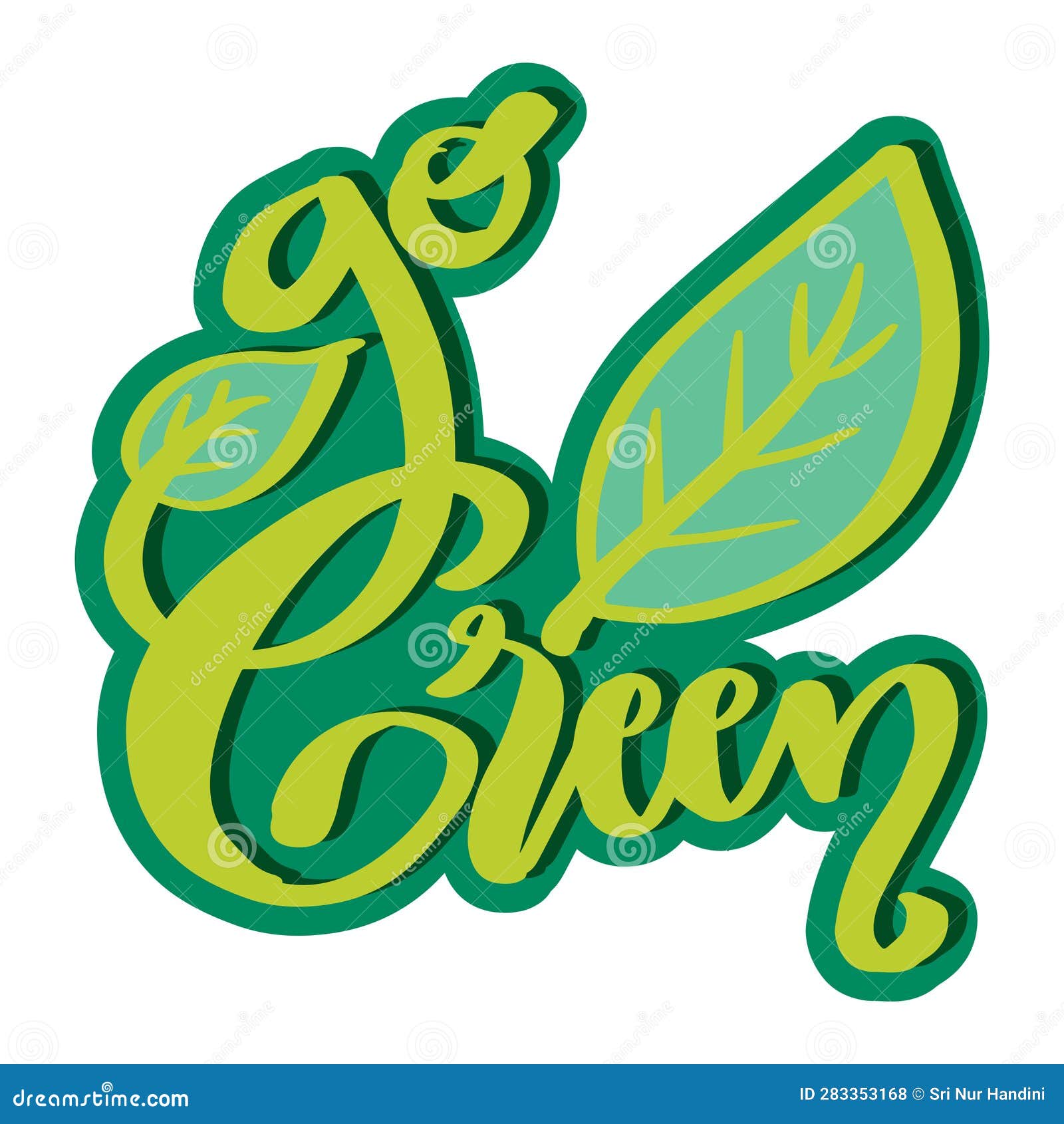 Go Green, Hand Lettering Typography. Stock Illustration - Illustration ...