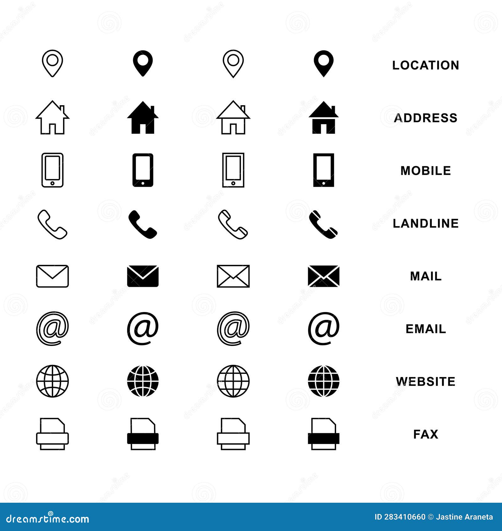 Set of Business Card Vector Icons Stock Vector - Illustration of card ...