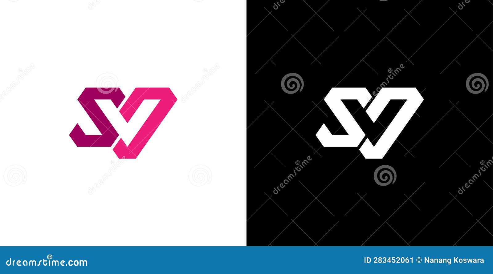 Letter SV Negative Space Logo, SV Monogram, Initial SV Logo, SV Logo ...
