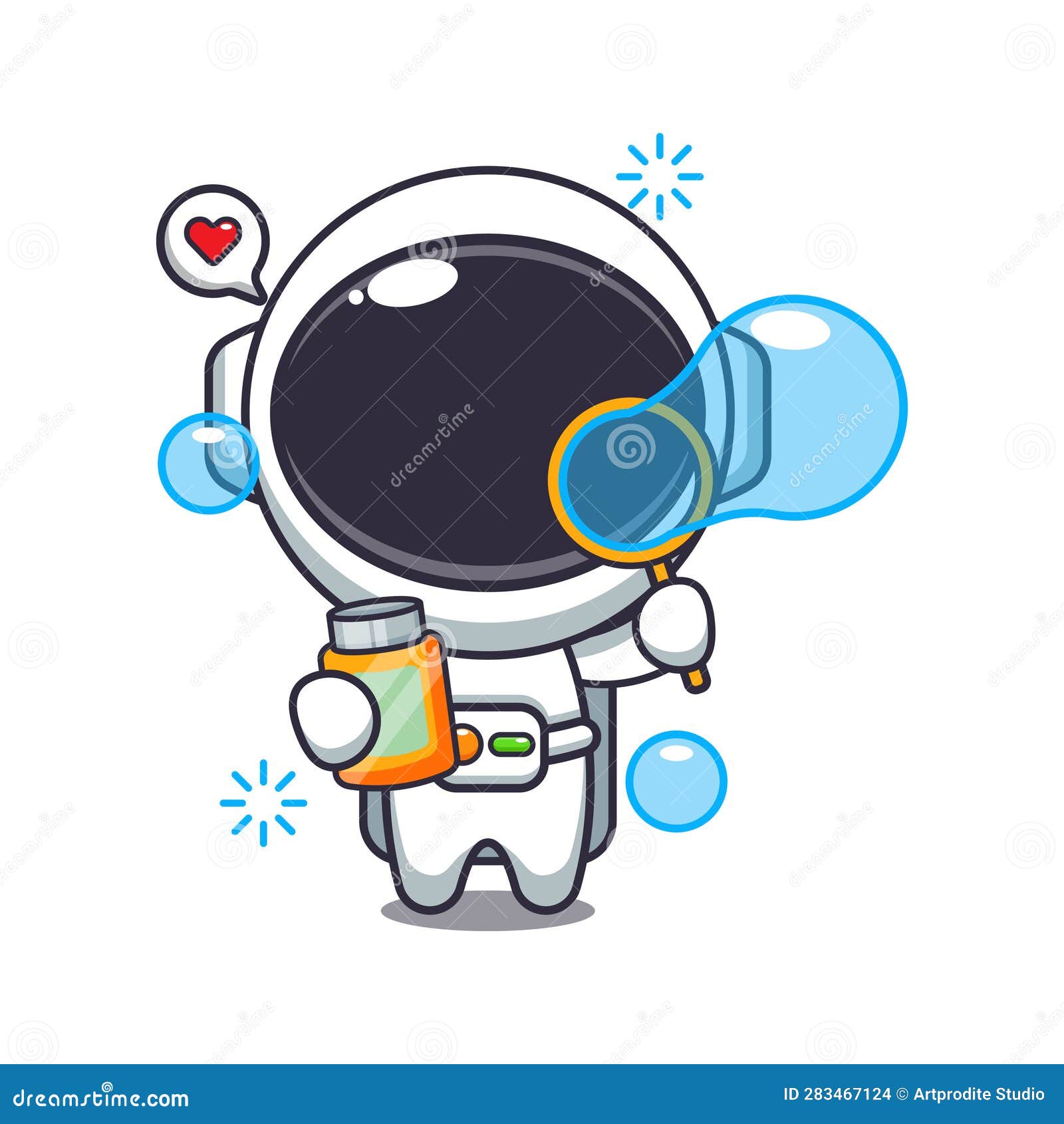 Cute Astronaut Blowing Bubbles Cartoon Vector Illustration. Stock ...