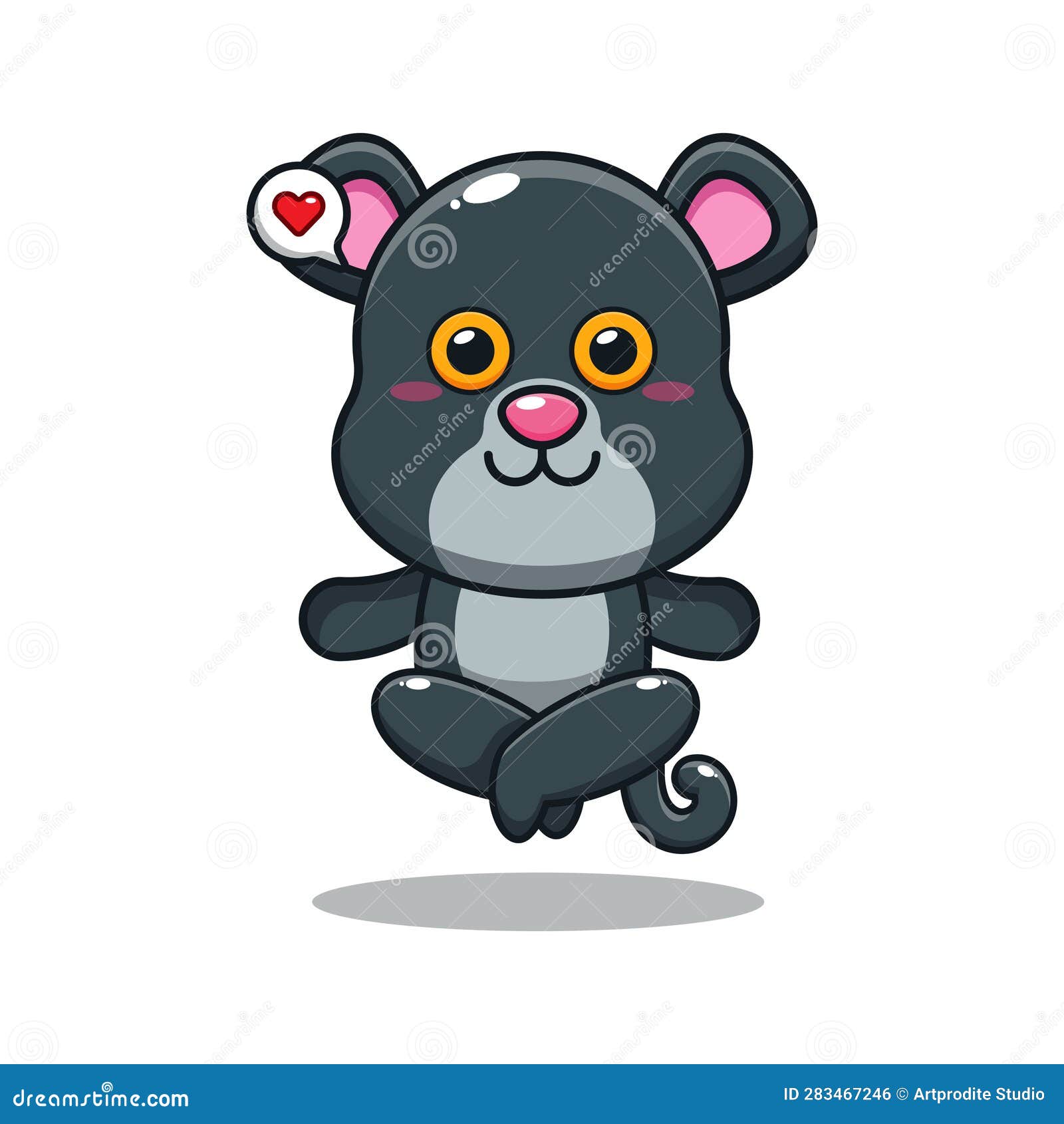 Cute Panther Doing Meditation Yoga Cartoon Vector Illustration. Stock ...