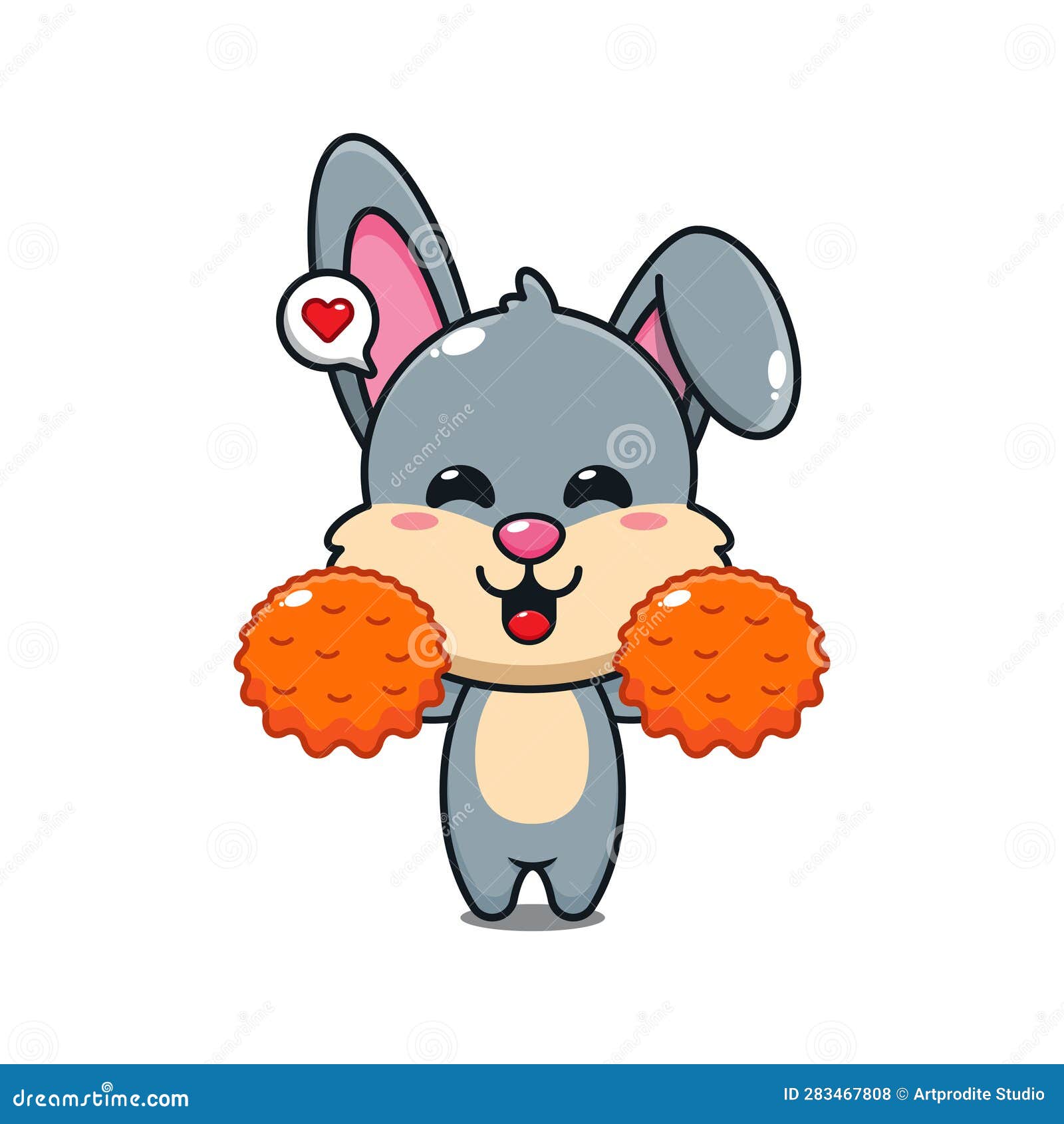 Cute Cheerleader Rabbit Cartoon Vector Illustration. Stock Vector ...
