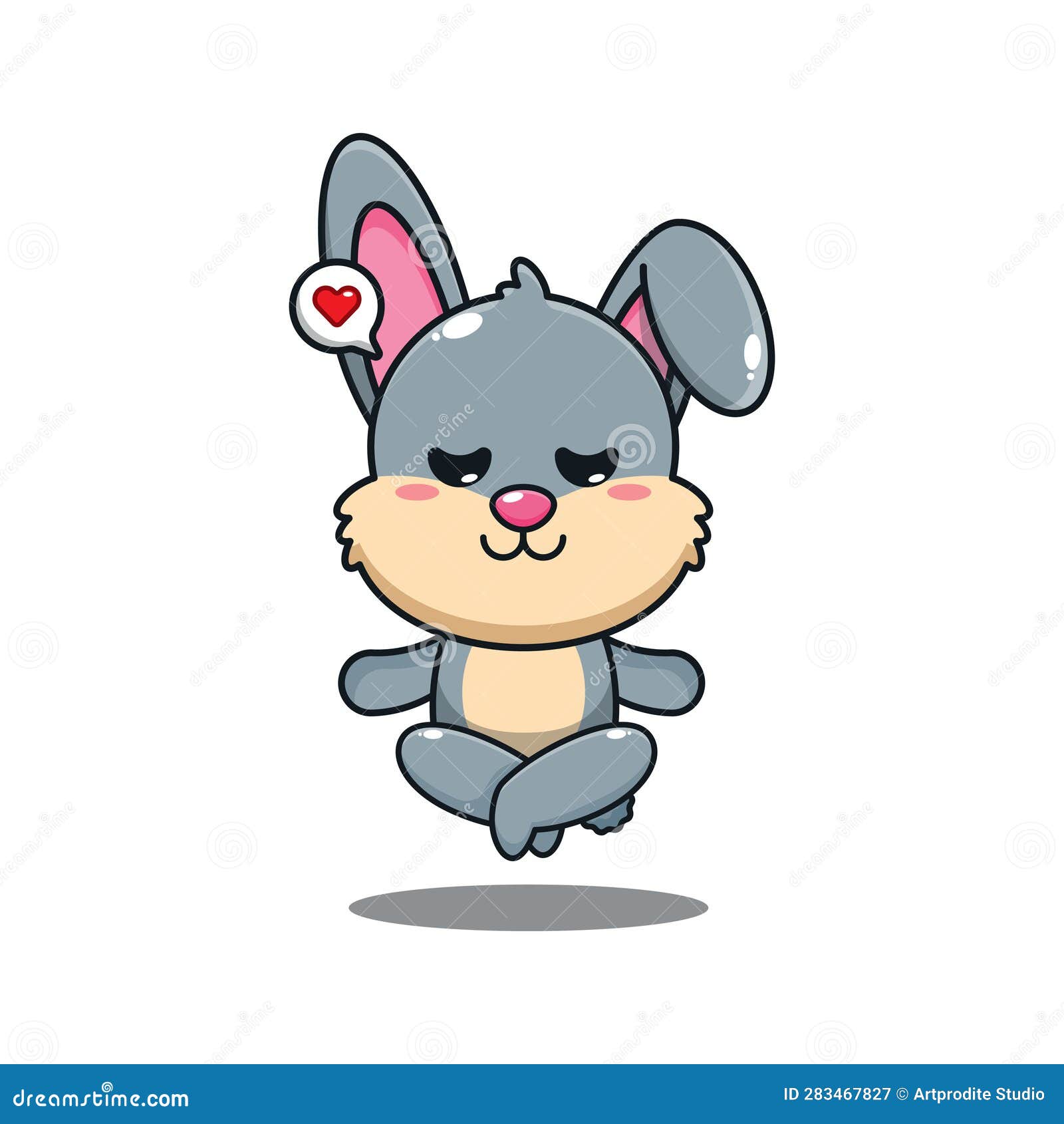 Cute Rabbit Doing Meditation Yoga Cartoon Vector Illustration. Stock ...