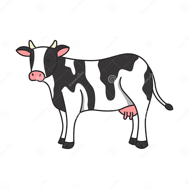 Cute Cow Vector Illustration in Cartoon Style. Stock Illustration ...