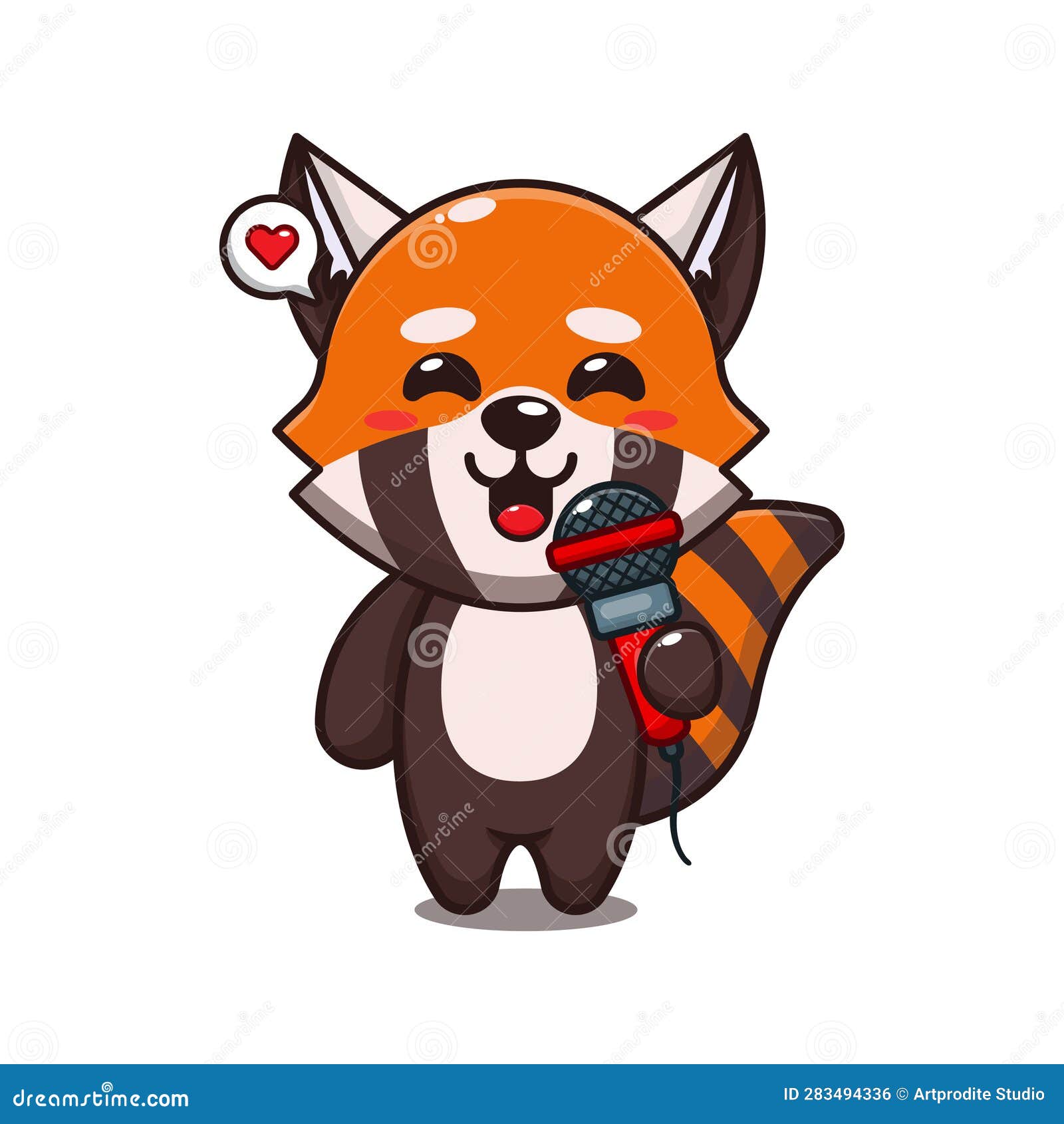 Cute Red Panda Holding Microphone Cartoon Vector Illustration. Stock ...