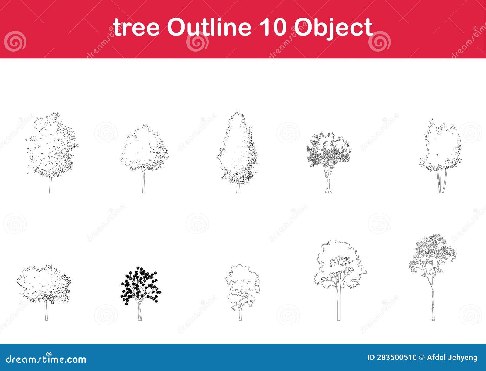 Tree Line Drawing, Side View, Graphics Trees Elements Single Object ...