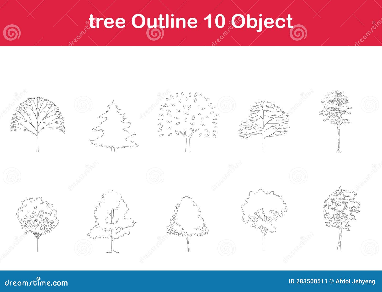 Tree Line Drawing, Side View, Graphics Trees Elements Single Object ...