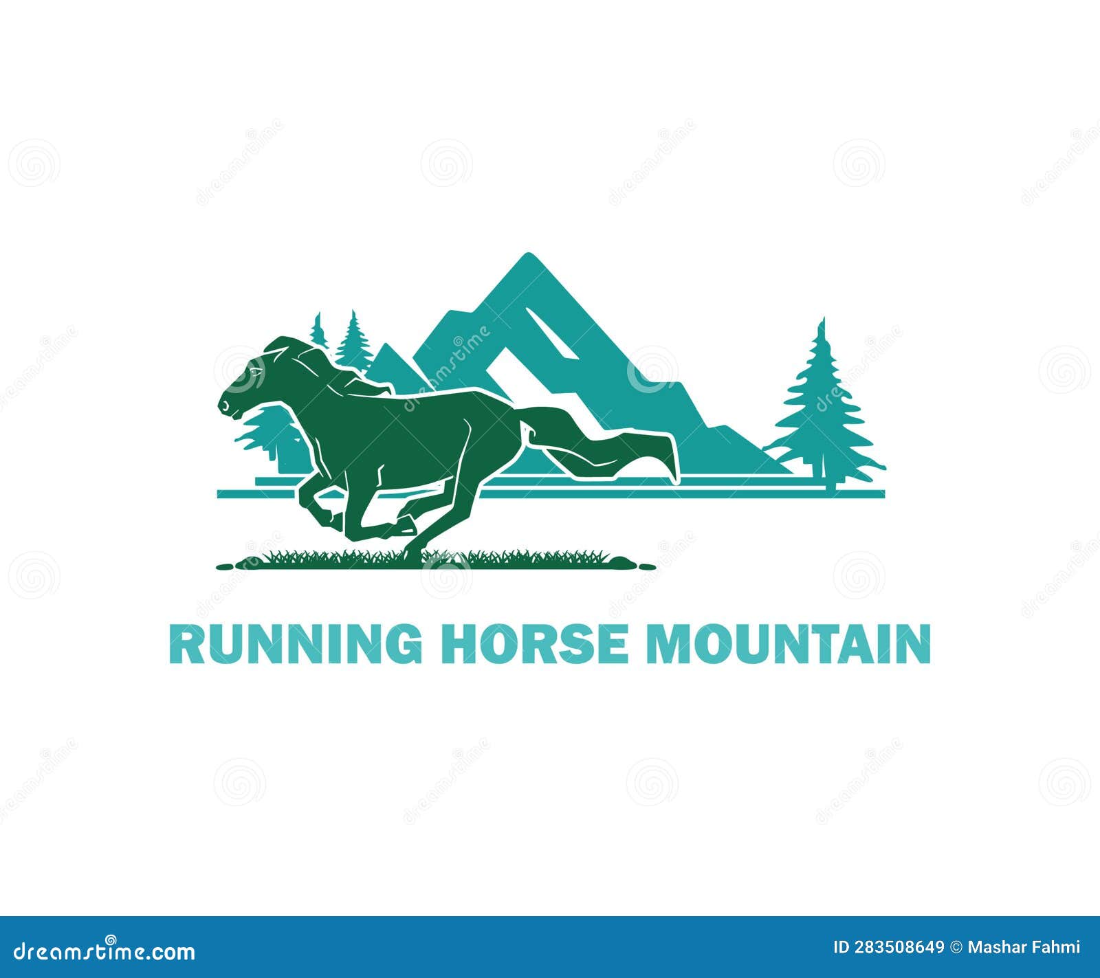 LANDSCAPE RUNNING HORSE LOGO Stock Image - Image of forest, racing ...