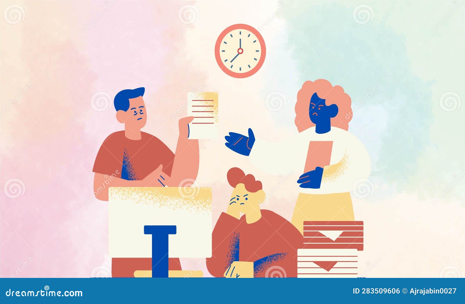 Three Employees are Working in Office Stock Vector - Illustration of ...