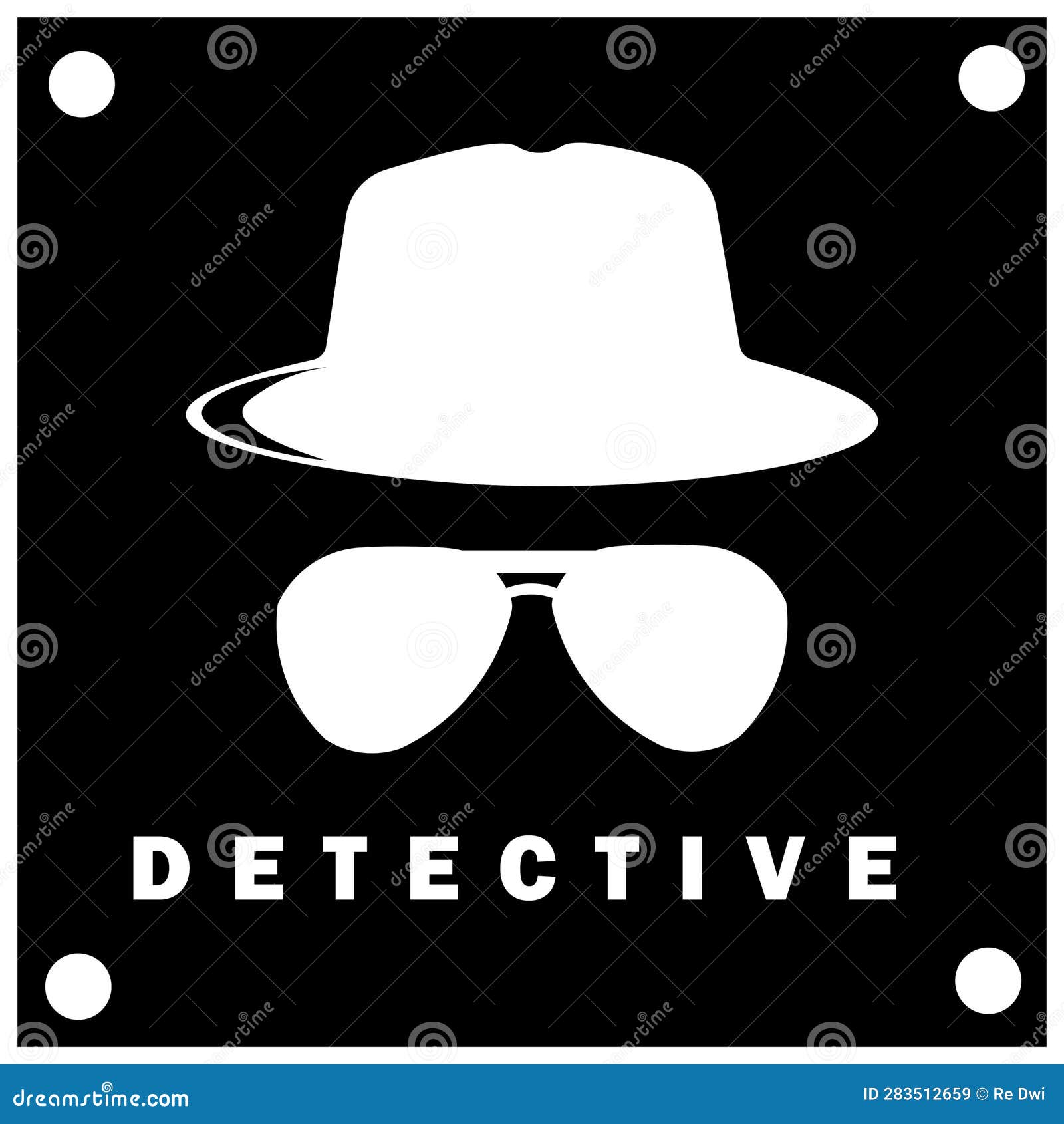 Detective Vector Design, Hat and Glasses on White Color and Black ...