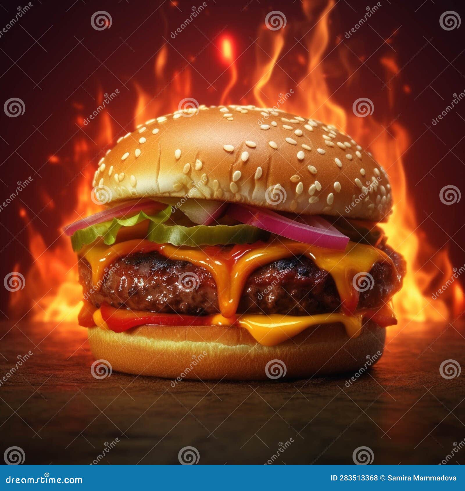Cheese Burger - American Cheese Burger with Fresh Salad Stock Photo ...
