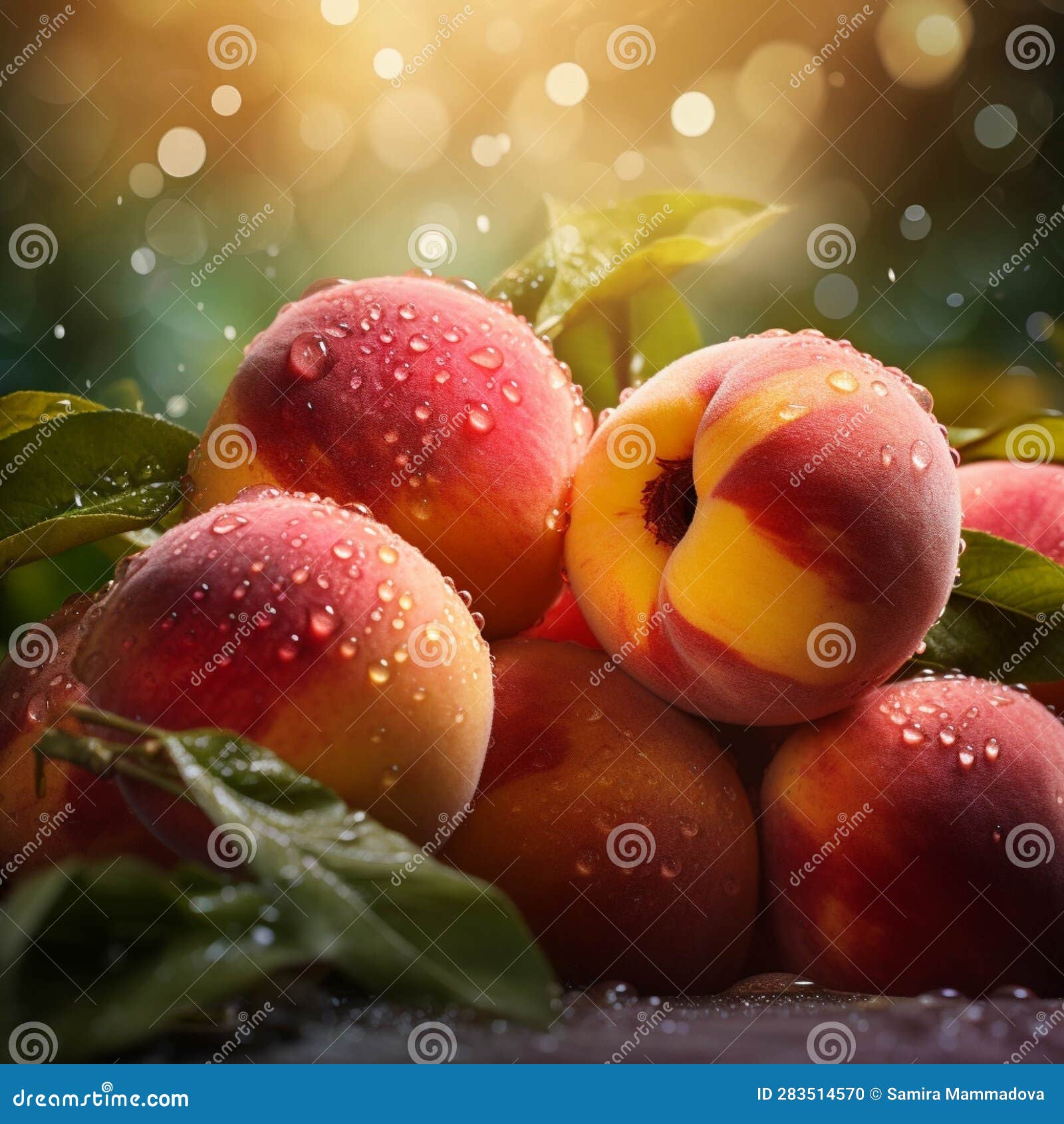 Peaches with Water Drops Isolated Stock Illustration - Illustration of ...