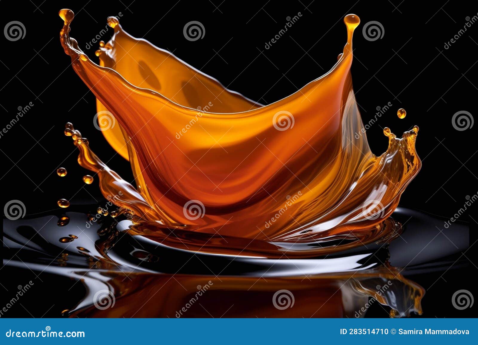 3D Illustration of a Beautiful Orange Liquid Splash Isolated Stock ...