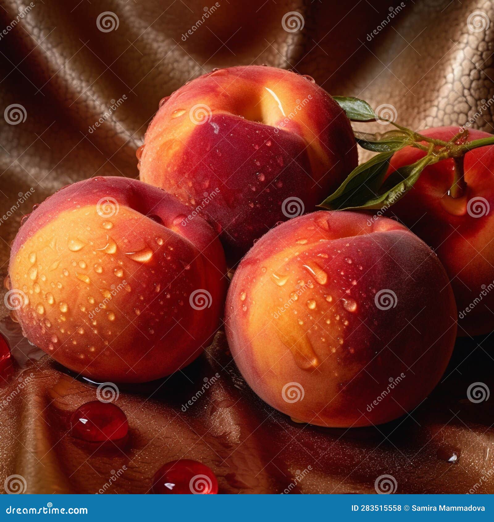 Peaches with Water Drops Isolated Stock Illustration - Illustration of ...